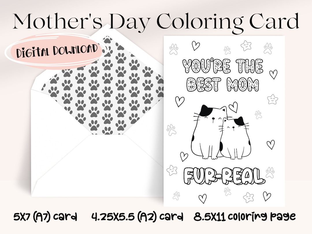 Printable DIY Mother's Day Card, Colorable Card for Mom, DIY Birthday ...