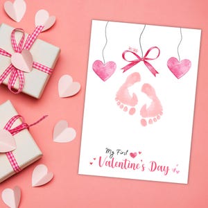 Baby's First Valentine's Day Footprint Art, Handprint Craft for Babies ...