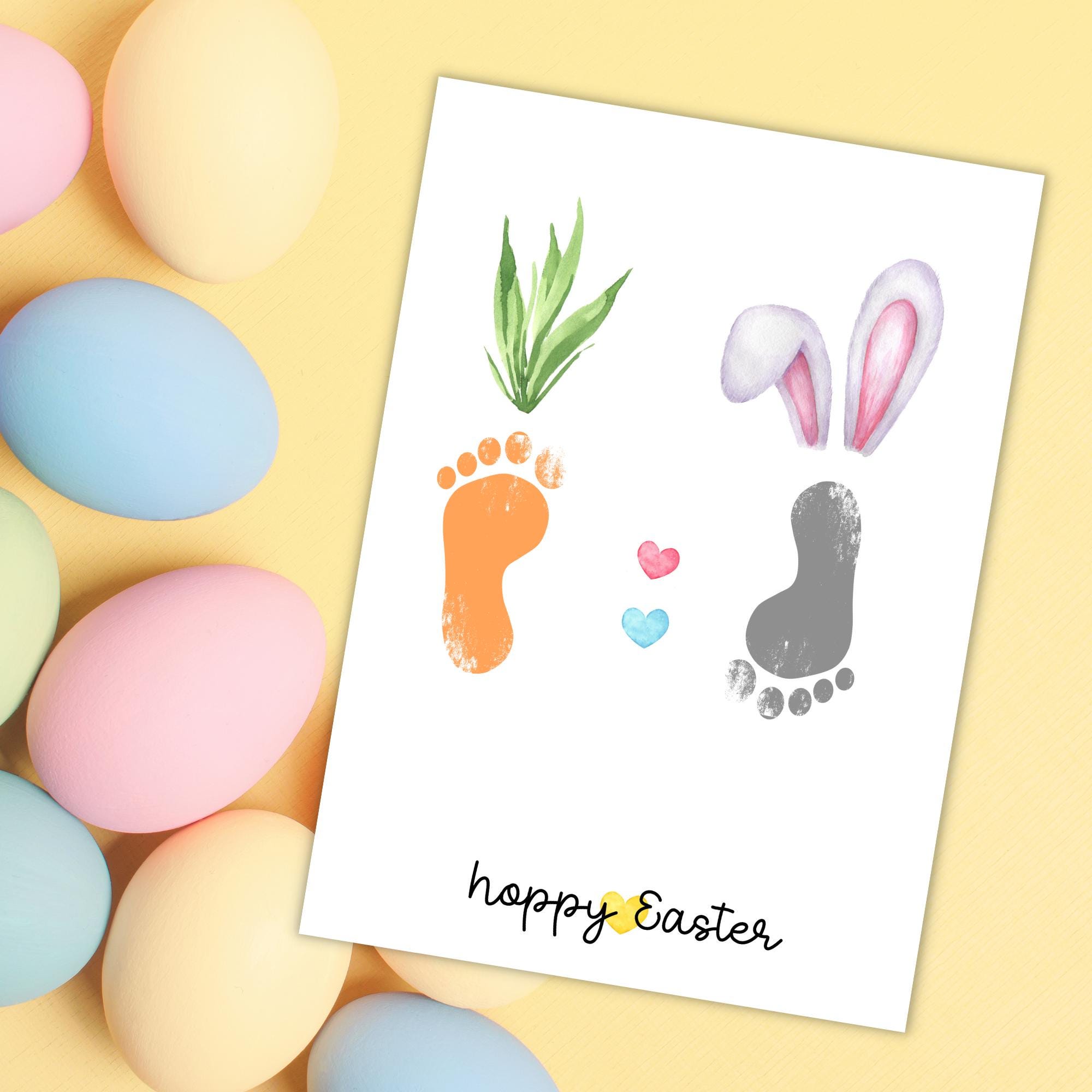 Hoppy Easter Footprint Art, Easter Handprint Art, Infant Craft, Easter ...