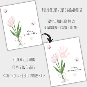 Happy Mothers Day Handprint Art, Flower Handprint, Gift for Mom Grandma ...