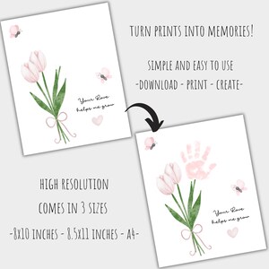 Your Love Helps Me Grow Flower Handprint Art, Gift for Mom Grandma Aunt ...