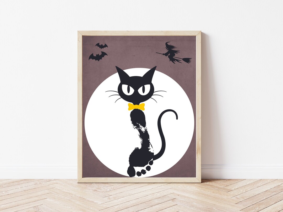 Black Cat Halloween Craft for Kids, Fall Kids Art Craft, Handprint ...