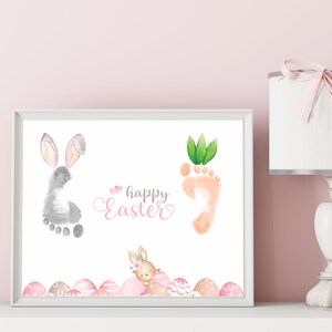 Easter Footprint Art, Bunny Carrot Footprint, Easter Handprint Craft ...