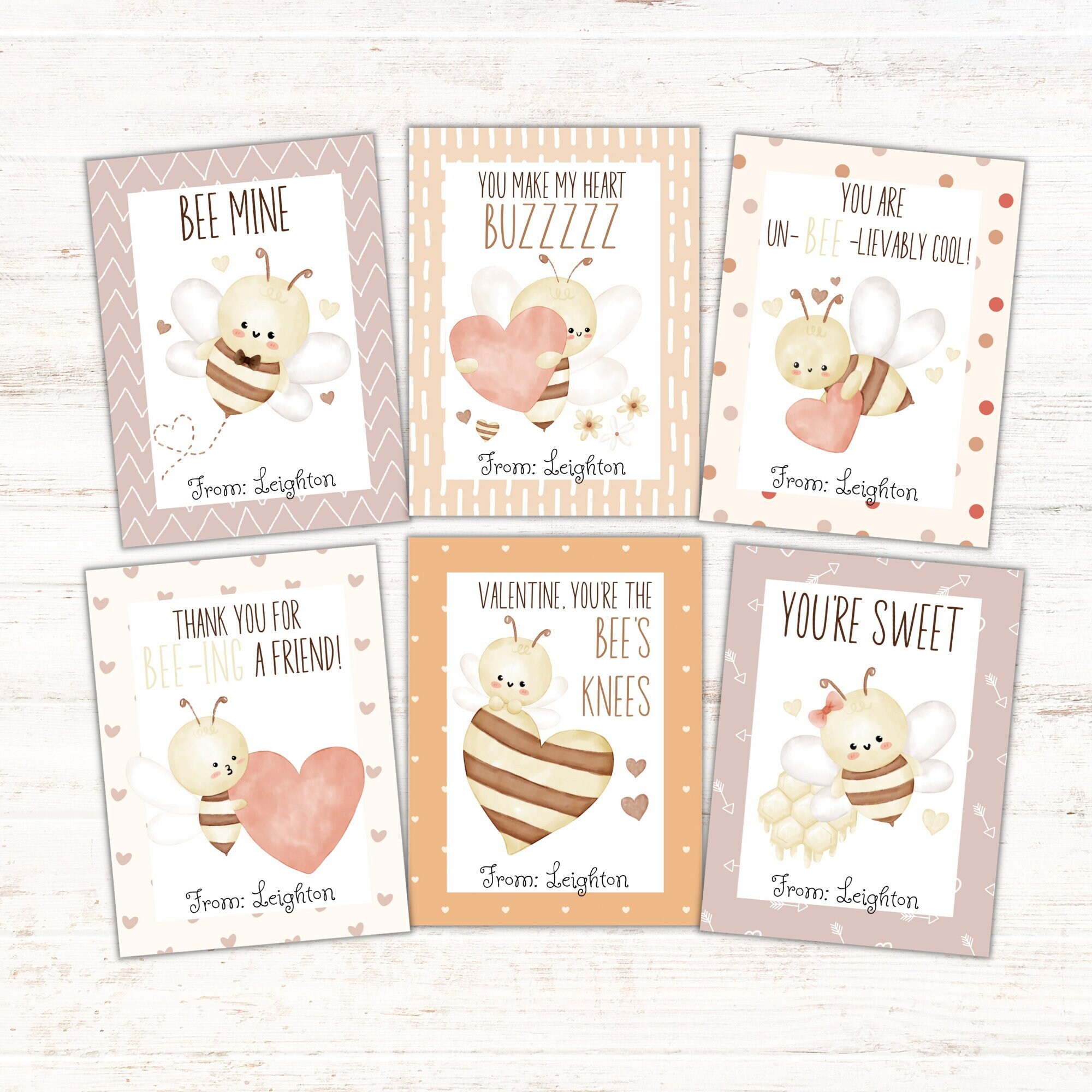 Classmate Valentines, Bee Mine Editable Kids Valentines Cards ...