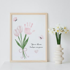 Your Love Helps Me Grow Flower Handprint Art, Gift for Mom Grandma Aunt ...