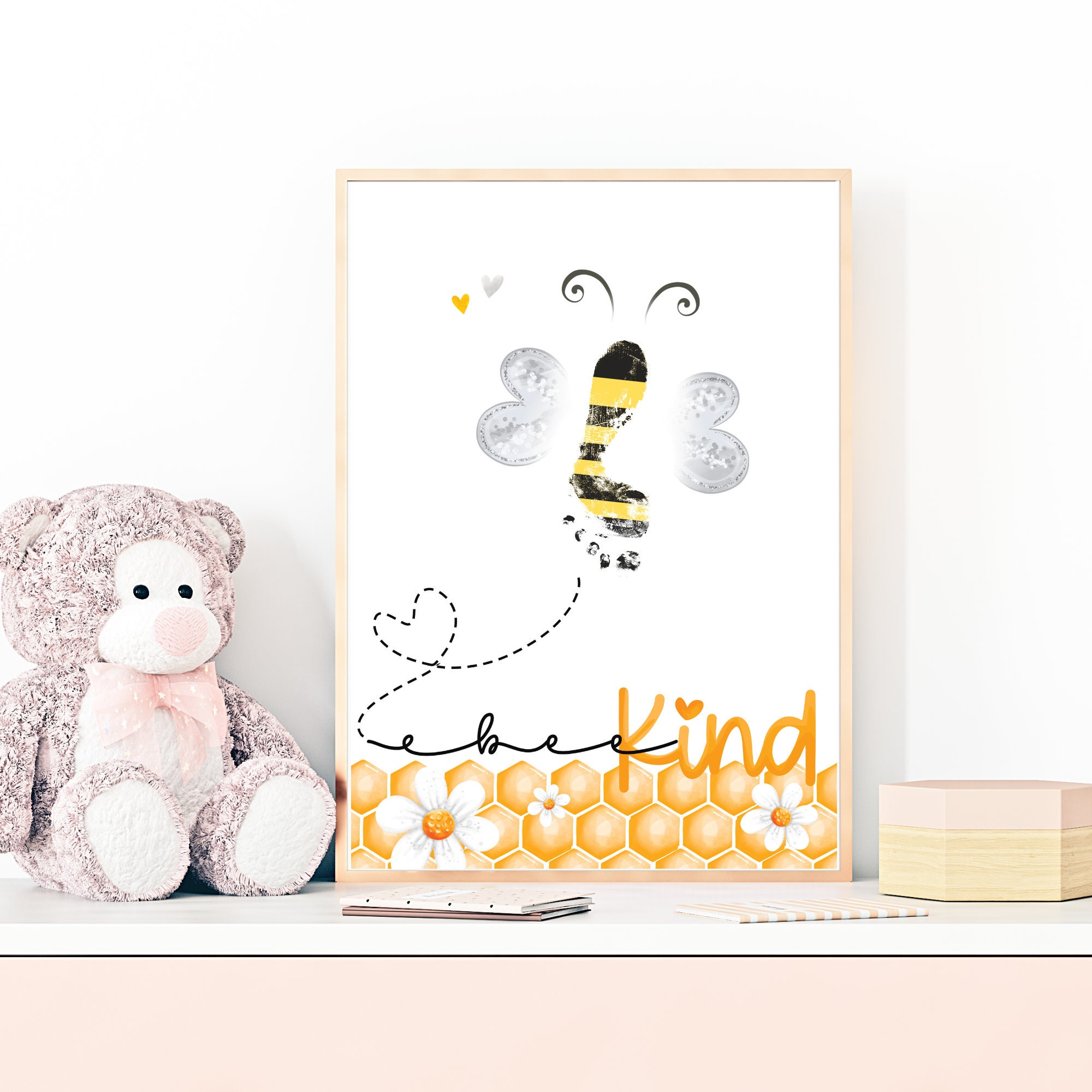 Bee Kind Footprint Craft, Handprint Footprint Art for Babies Toddlers ...