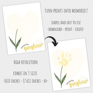 You Are My Sunshine Handprint Art, Mothers Day Handprint, Father's Day ...