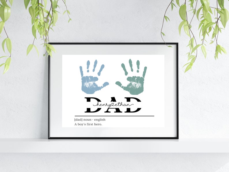 Personalized Handprint Art for Dad With Children's Names DIY Fathers ...