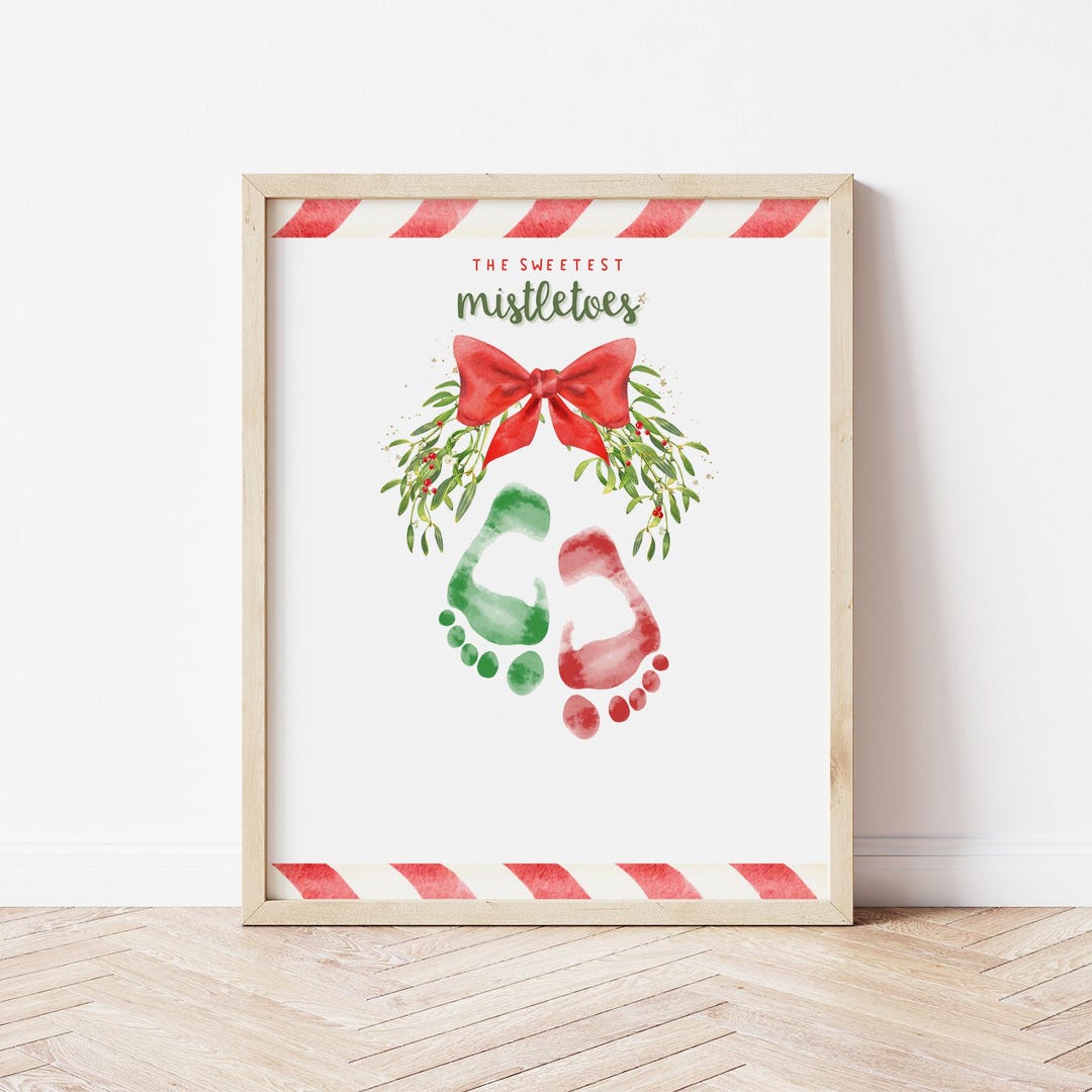 Mistletoes Footprint Art, Handprint Art, My First Christmas Craft, Baby ...
