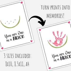Watermelon Handprint Craft, One in a Melon, Handprint Footprint Art ...