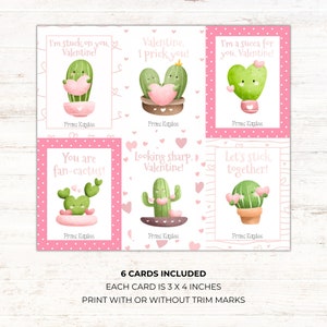 Cactus Valentines, Classmate Valentines, Editable Valentines Cards ...