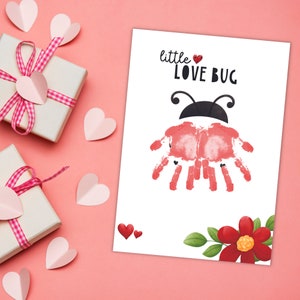Love Bug Handprint Footprint Art, Valentine Handprint, Baby Footprint ...