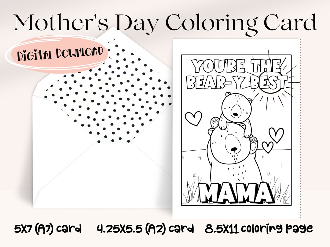 Printable DIY Mother's Day Card, Colorable Card for Mom, DIY Birthday ...