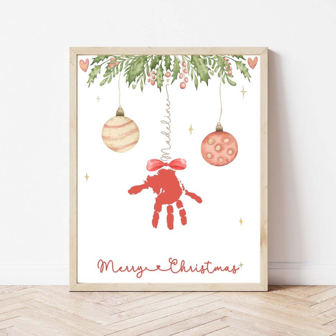 Personalized Christmas Handprint Art, Personalized Christmas Gift From ...