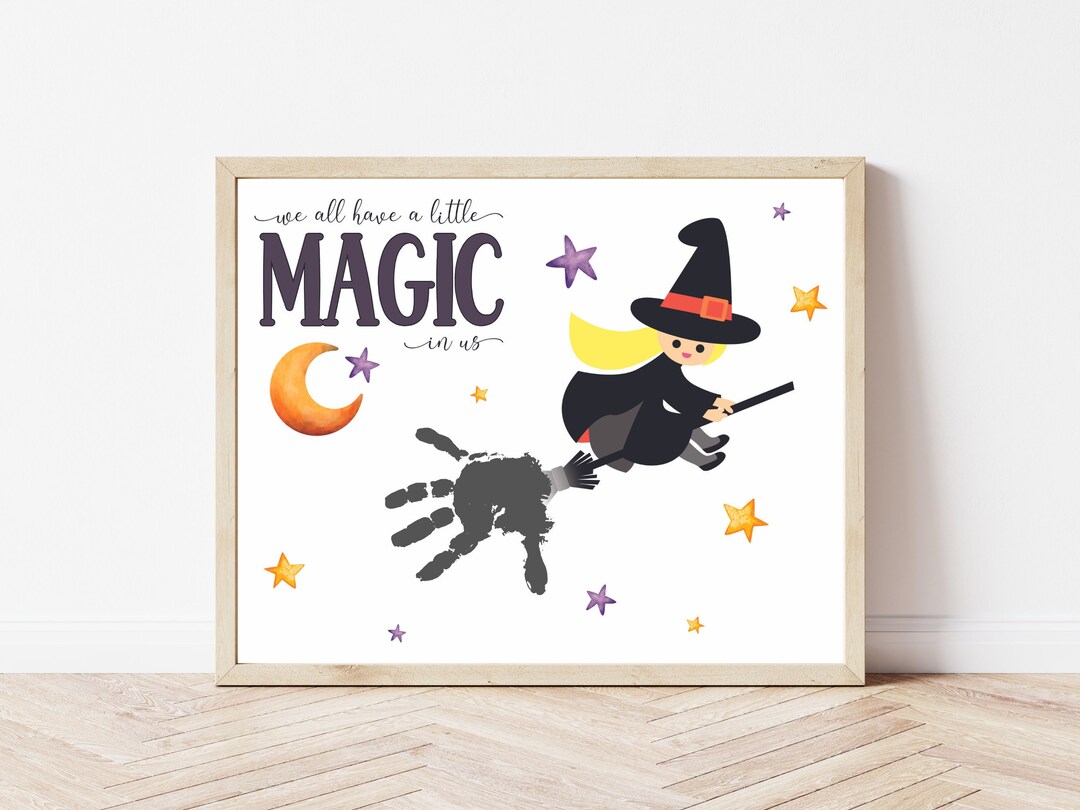 Witch Halloween Handprint Art, Fall Handprint Craft for Kids, DIY ...
