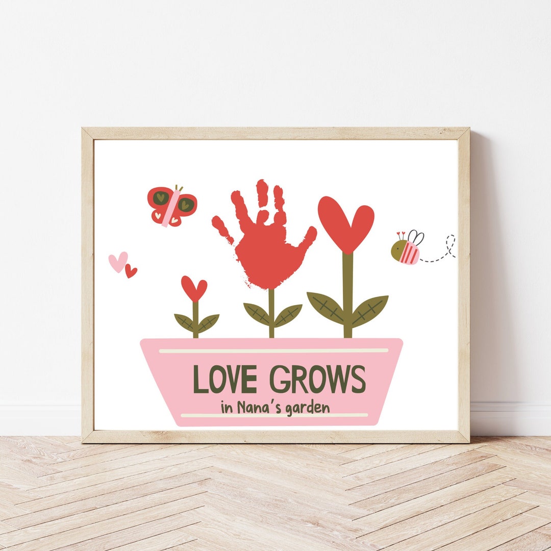 Nanas Garden Handprint Art, Valentine's Day Handprint Art, Baby ...