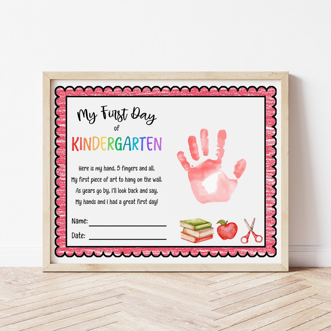 First Day of Kindergarten Handprint, First Day of School Craft ...