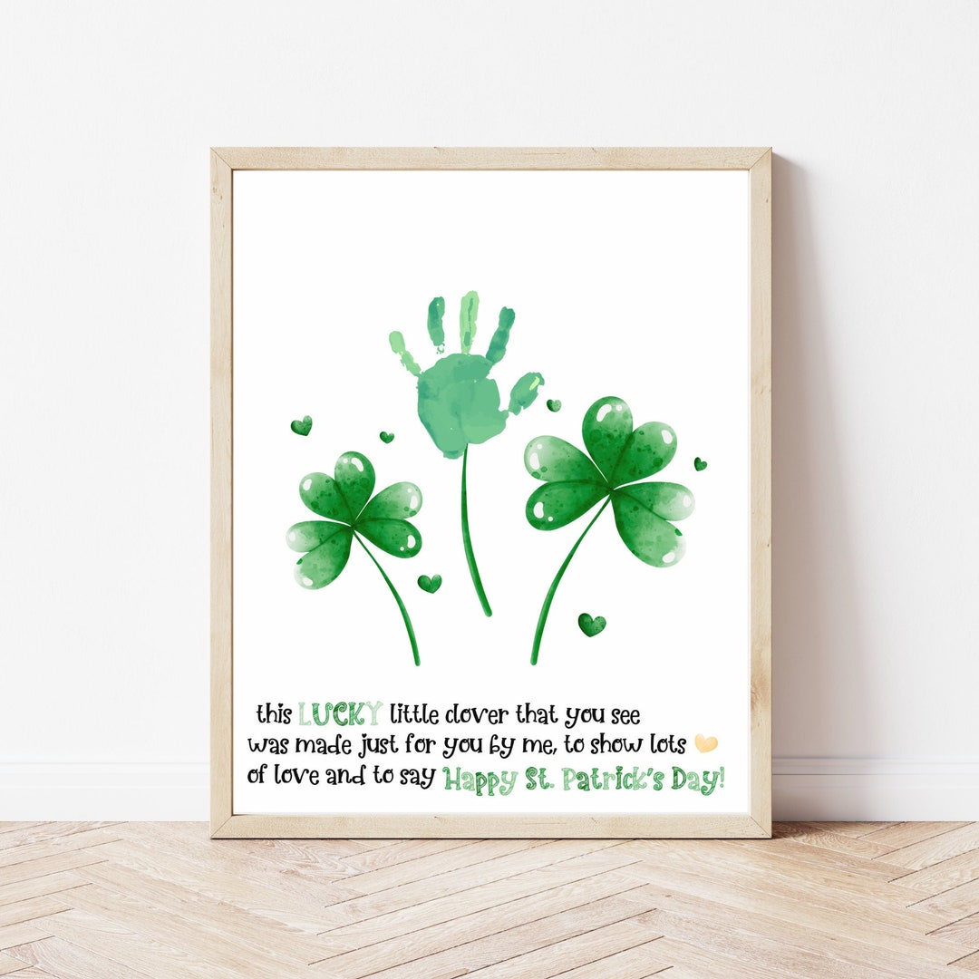 Lucky Clover Handprint Poem, St Patricks Day Handprint Footprint Craft ...