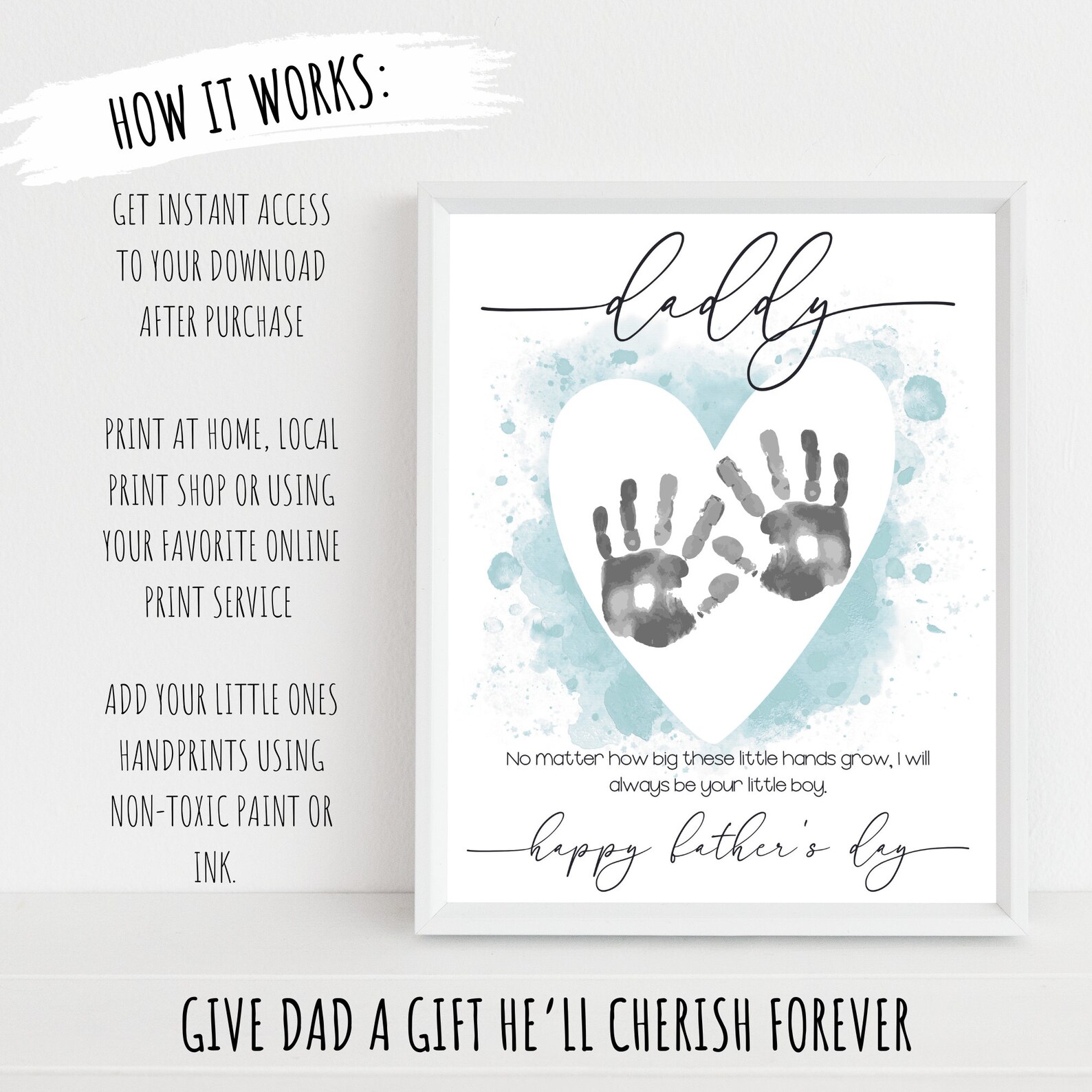 Father's Day Handprint Art, Daddy's Little Boy, DIY Fathers Day Gift ...