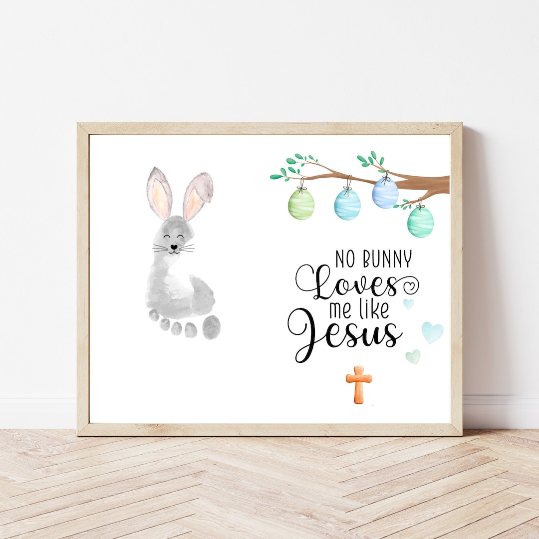 Religious Easter Footprint Art, Bunny Footprint, Easter Handprint Craft ...