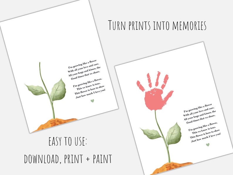 Flower Handprint Art Craft Growing Like A Flower Poem - Etsy
