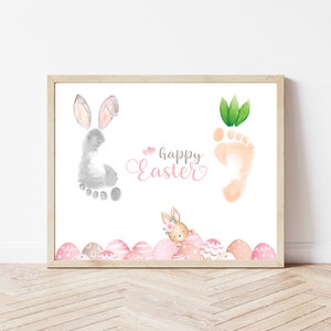 Easter Footprint Art, Bunny Carrot Footprint, Easter Handprint Craft ...