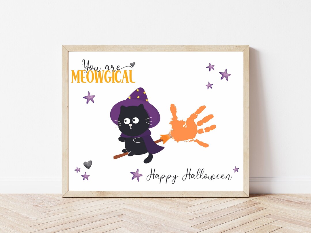 Halloween Handprint Art, Fall Handprint Craft for Kids, DIY Halloween ...