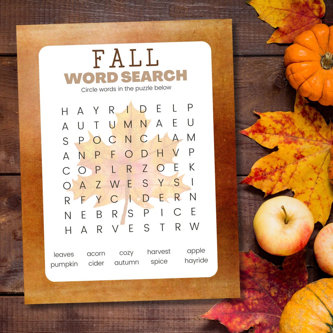 Fall Word Search, Fall Games, Printable Games for Kids, Fall Worksheet ...