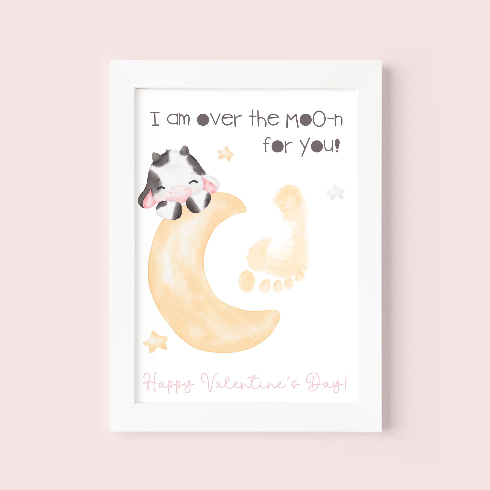 Over the Moon Valentine Handprint Art, Handprint Craft, Baby's First ...