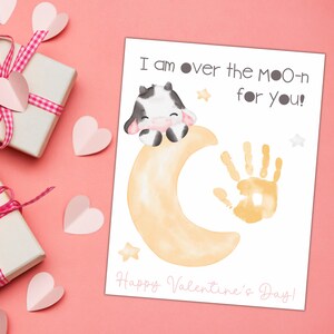 Over the Moon Valentine Handprint Art, Handprint Craft, Baby's First ...
