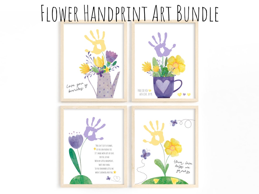 Flower Handprint Art Bundle- DIY Gift From Baby, Toddler, Kids ...