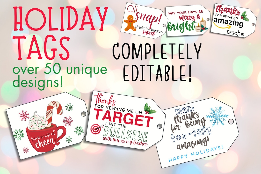 Editable Christmas Gift Tags, Holiday Printable Template (digital ...