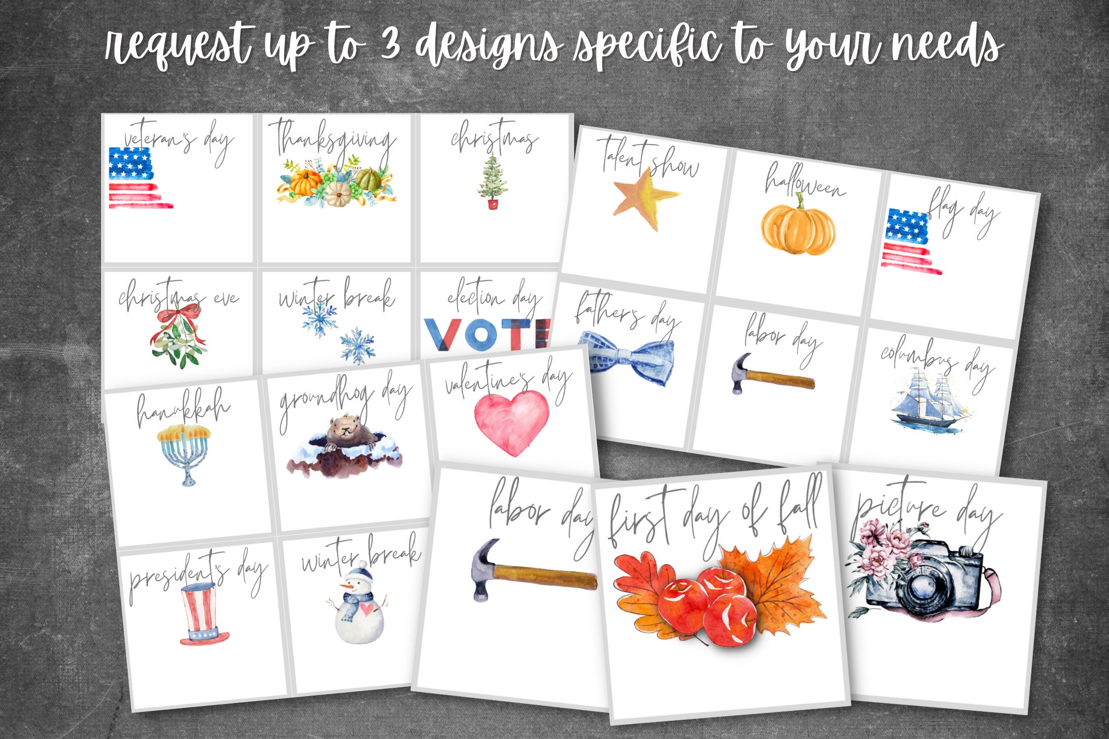 Watercolor Classroom Calendar Cards for Pocket Chart, Holidays, Events ...