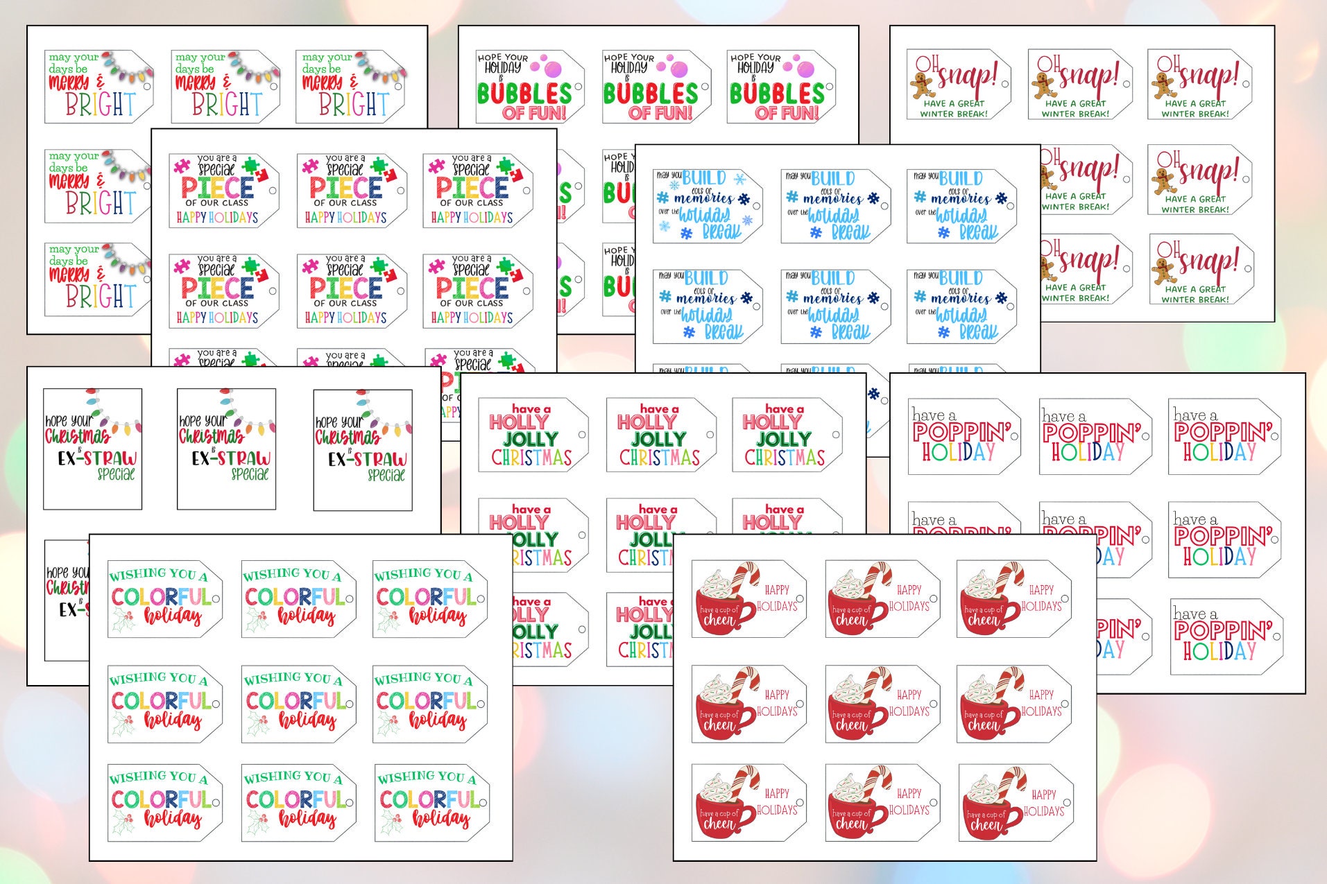 Editable Christmas Gift Tags, Student Holiday Favors (PDF) - Etsy
