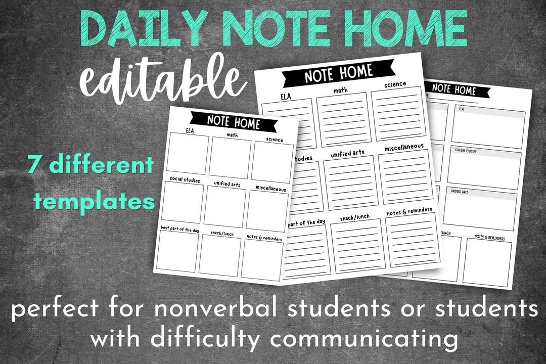 Daily Note Home for Nonverbal Students and Special Education Students ...