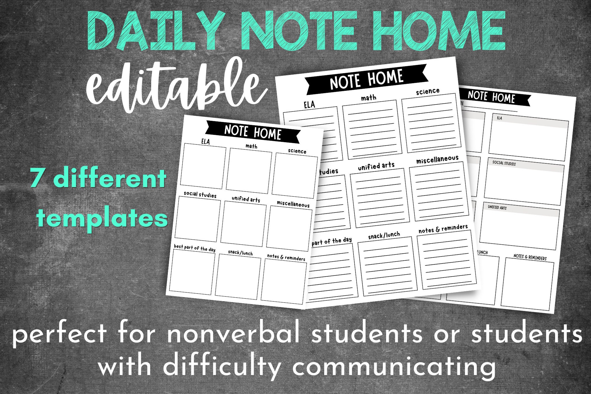 Daily Note Home Template, Special Education Communication (editable) - Etsy