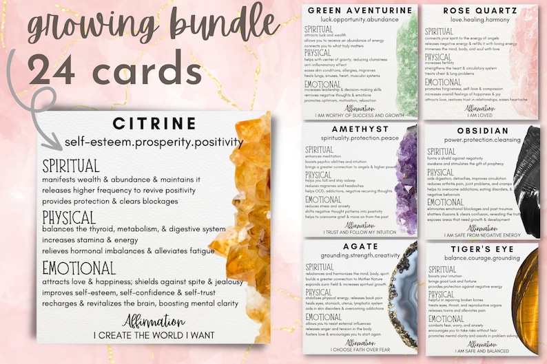 Printable Crystal Meaning Cards, Gemstone Properties (digital Download ...