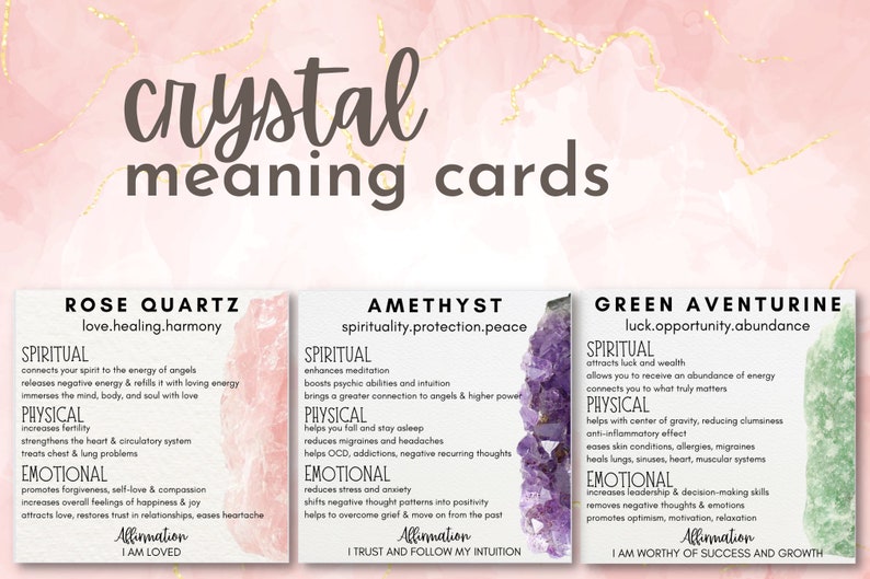 Crystal Information Cards, Rock Identification Cards, Growing Printable ...