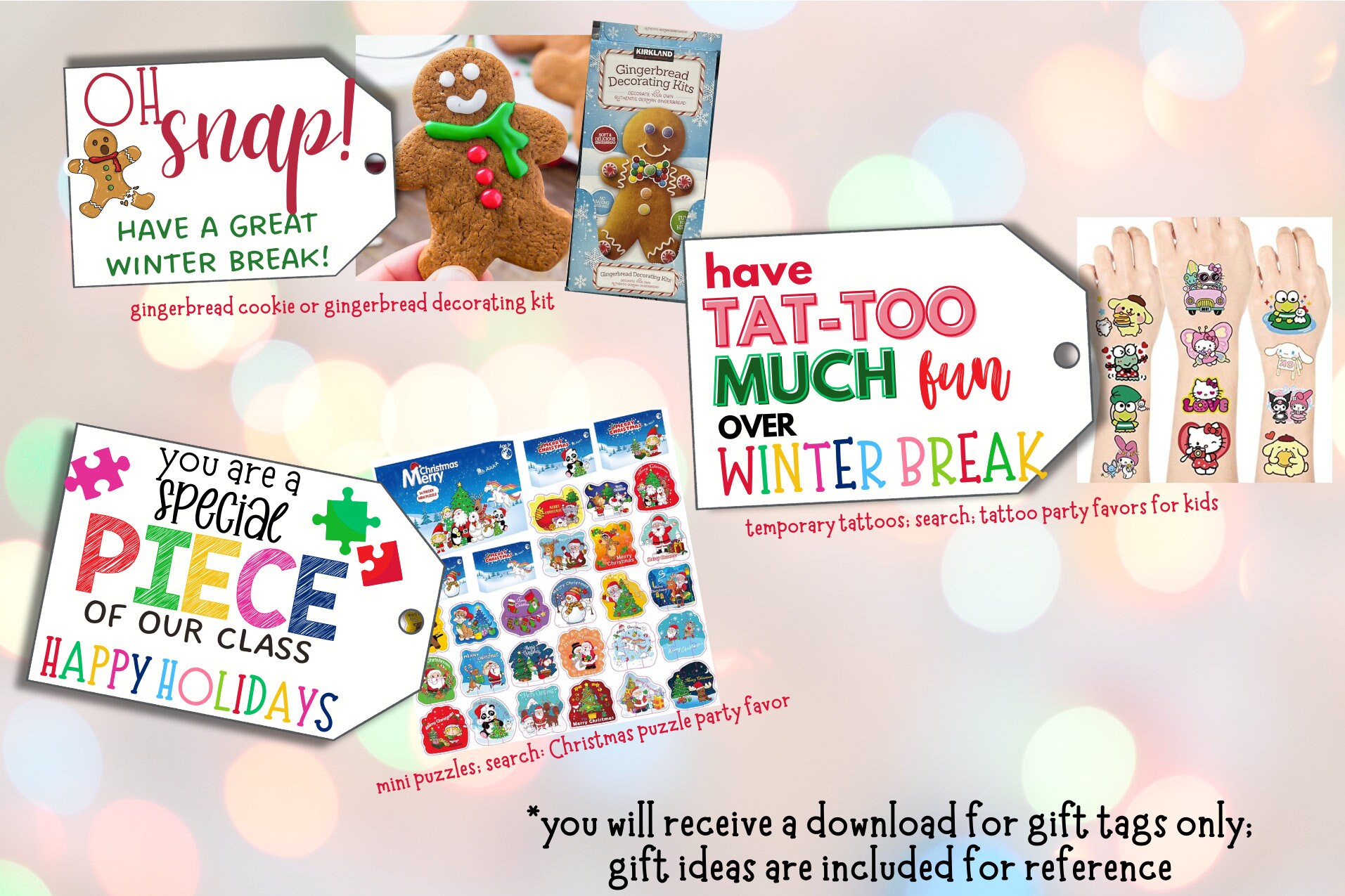 Editable Christmas Gift Tags, Student Holiday Favors (PDF) - Etsy