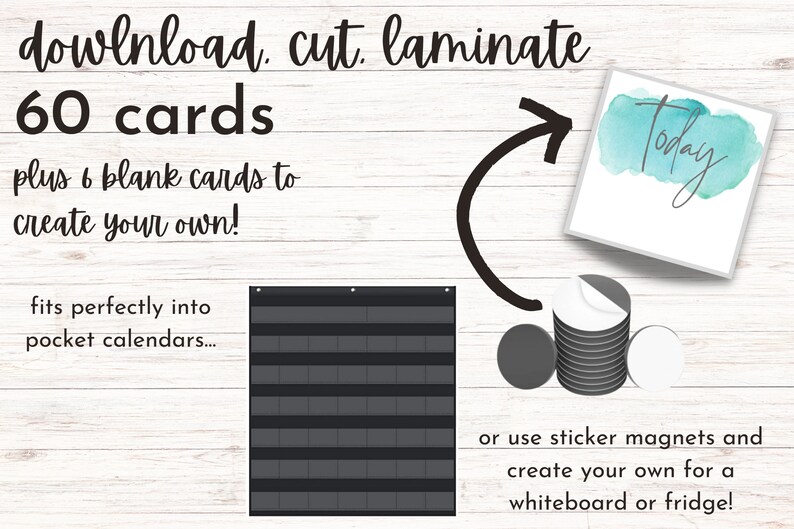 Watercolor Classroom Calendar Cards for Pocket Chart, Holidays, Events ...