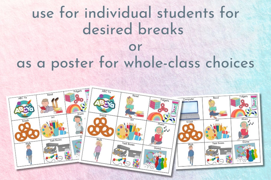 Student Break Choice Board - Etsy