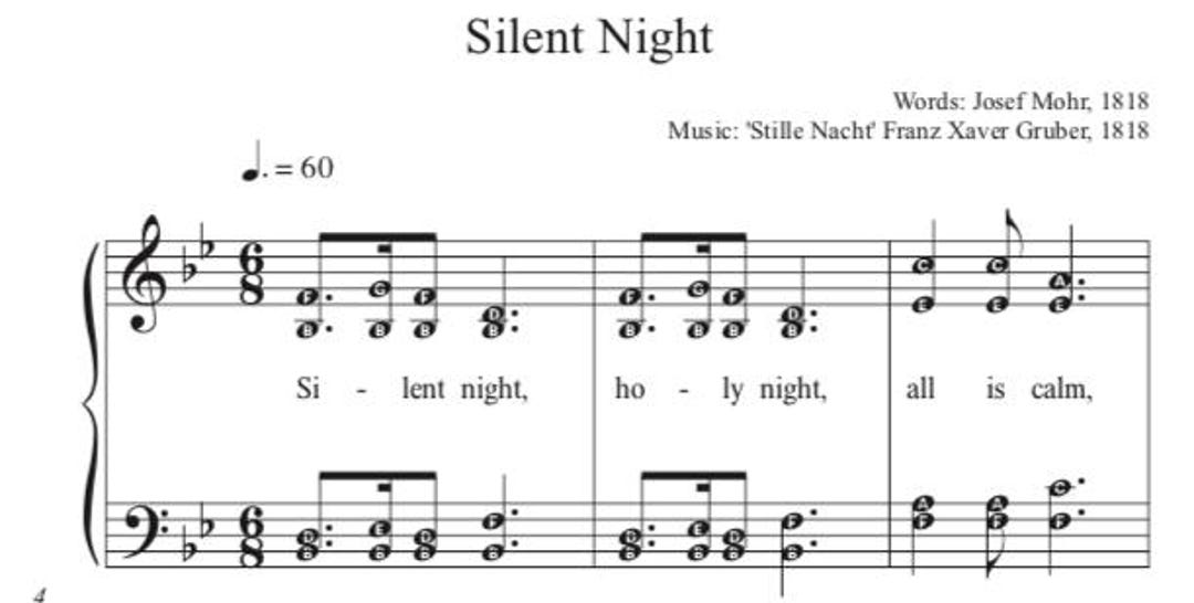 Silent Night With Easy-to-read Note Names - Etsy
