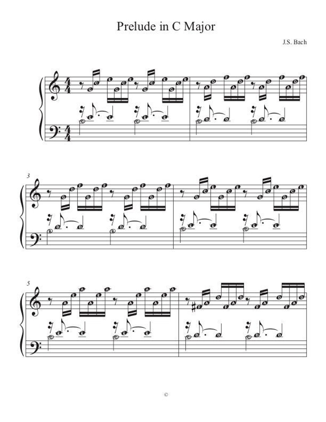 Easy-to-read Prelude No. 1 in C Major by J.S. Bach With Easy to Read ...