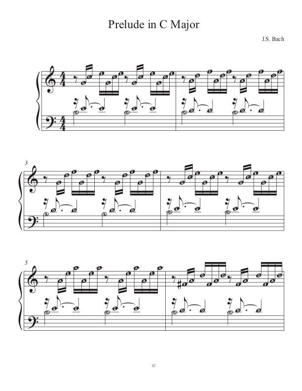 Easy-to-read Prelude No. 1 in C Major by J.S. Bach With Easy to Read ...