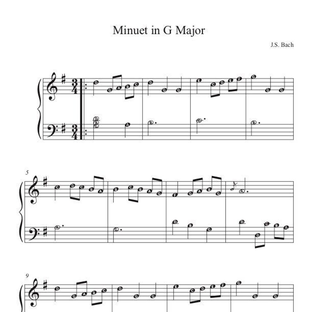 Minuet in G Major With Note Names - Etsy