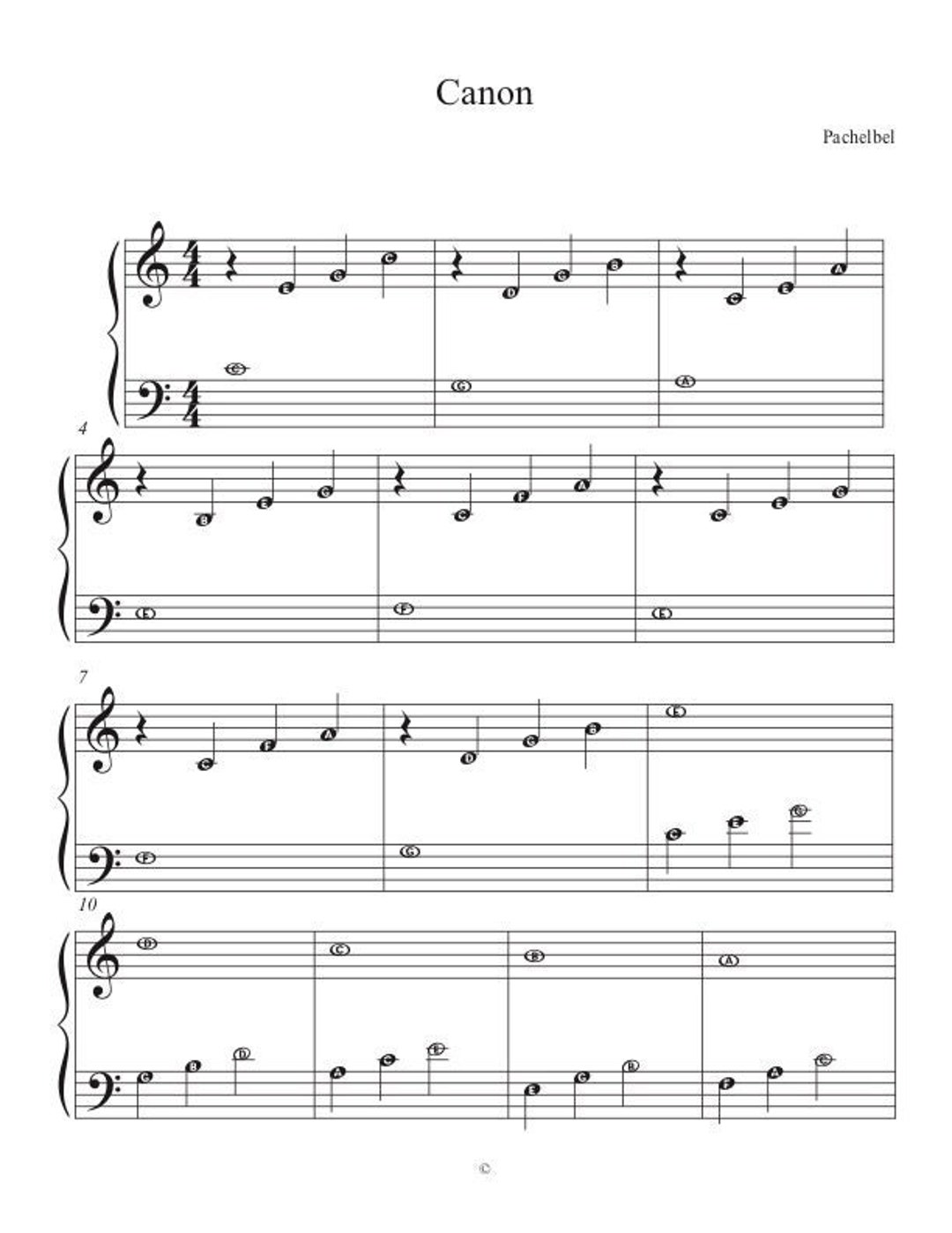 Pachelbel Canon With Easy-to-read Letters - Etsy