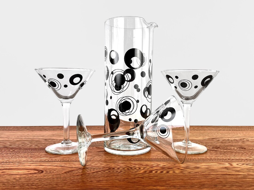 Mid Century Martini Set, Mod Style With Pitcher and Three Martini ...