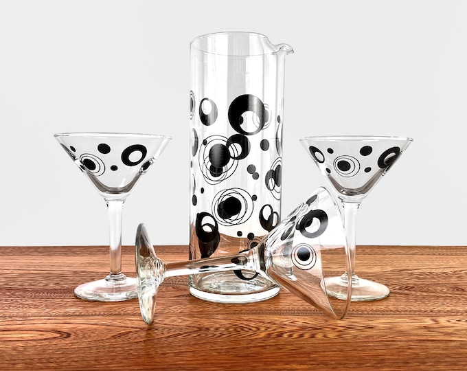 Mid Century Martini Set, Mod Style With Pitcher and Three Martini ...