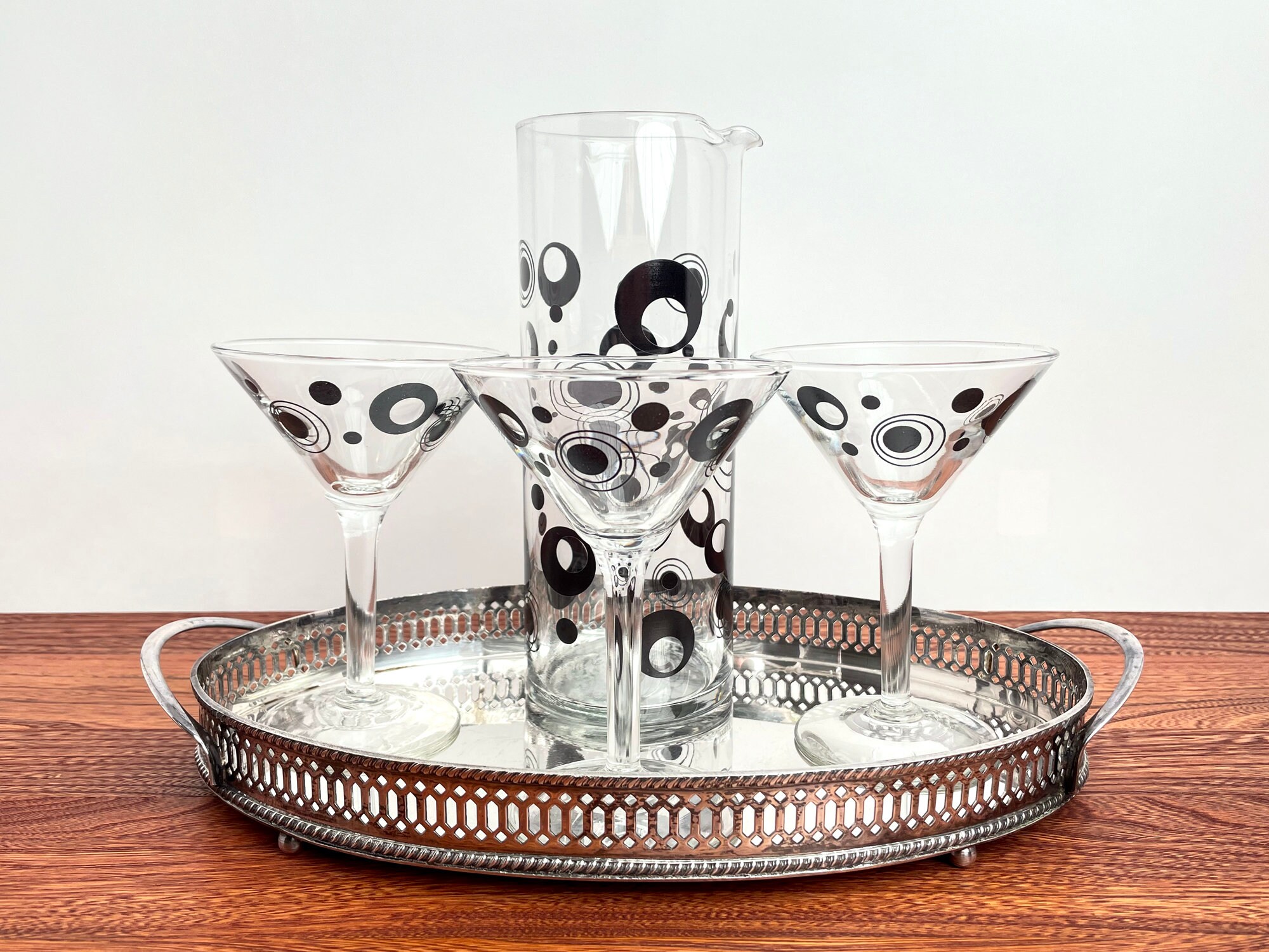 Mid Century Martini Set, Mod Style With Pitcher and Three Martini ...
