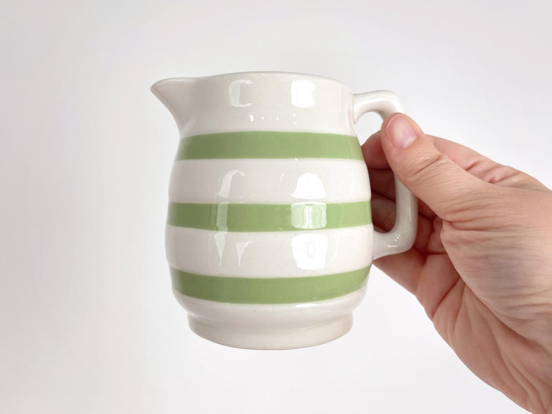 Vintage Colleen Carrigaline Pottery Green and White Stripe Creamer ...
